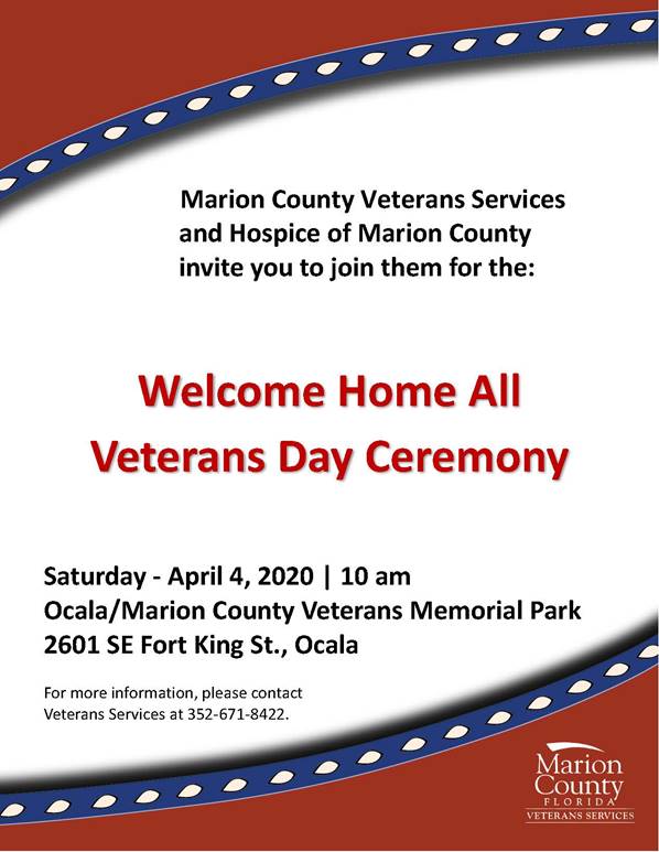 Welcome home All Veterans – American Legion Post 354, Ocala, FL